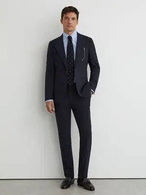 REISS Sb Belmont Sb Tailored Fit Single-breasted Suit Jacket Tailored-fit With Wool - Navy