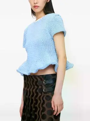 CHARLES JEFFREY Flared-hem Short-sleeve Sweater