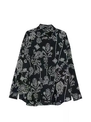 Giorgio Armani Floral-pattern Shirt - Black