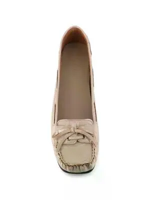 DEL CARLO Bow Detail Loafers - Neutrals