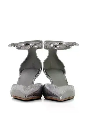 SERGIO LEVANTESI Ankle Strap Pointed Pumps - Silver