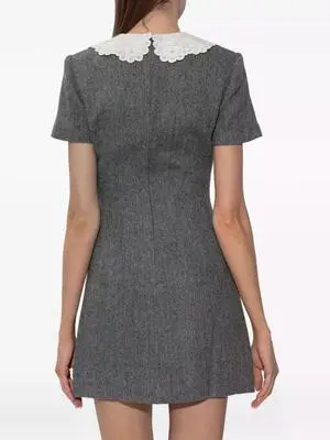 SELF-PORTRAIT Herringbone Lace Collar Mini Dress
