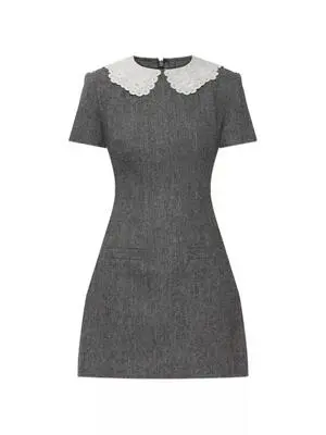 SELF-PORTRAIT Herringbone Lace Collar Mini Dress
