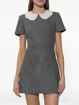 SELF-PORTRAIT Herringbone Lace Collar Mini Dress