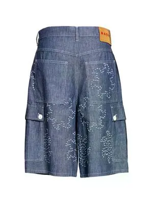 Marni Embroidered Denim Shorts - Blue