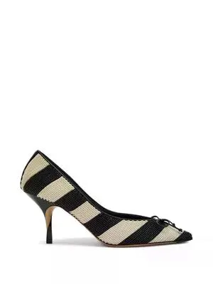 Jacquemus Striped Bow Pumps - Black