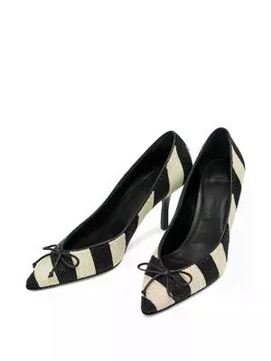 Jacquemus Striped Bow Pumps - Black