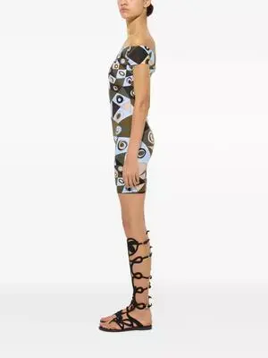 Emilio Pucci Occhi-print Off-the-shoulder Fitted Jumpsuit