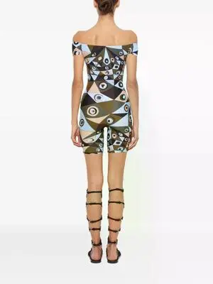 Emilio Pucci Occhi-print Off-the-shoulder Fitted Jumpsuit