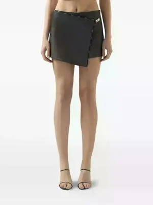 Gcds Mini Skirt With Logo Trim - Grey