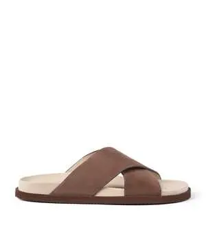 Brunello Cucinelli Suede Crossover Sandals - Brown