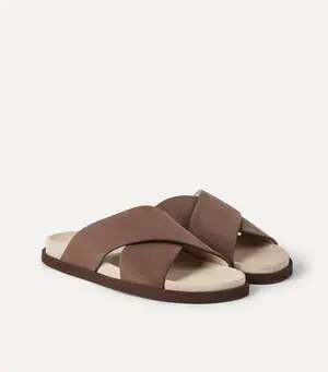 Brunello Cucinelli Suede Crossover Sandals - Brown