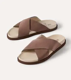 Brunello Cucinelli Suede Crossover Sandals - Brown
