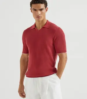 Brunello Cucinelli Cotton Polo Sweater - Red