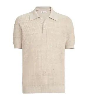 Brunello Cucinelli Linen-cotton Knitted Polo Sweater
