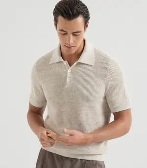 Brunello Cucinelli Linen-cotton Knitted Polo Sweater