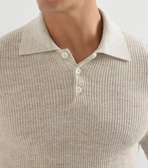 Brunello Cucinelli Linen-cotton Knitted Polo Sweater