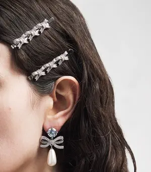 SELF-PORTRAIT Crystal-embellished Bow Hair Slides
