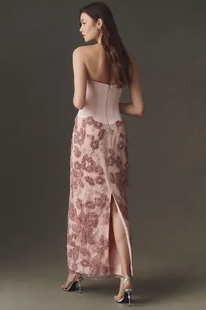 HELSI Strapless 3d Floral Maxi Dress - Blush