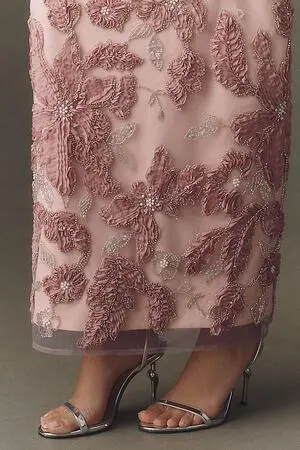 HELSI Strapless 3d Floral Maxi Dress - Blush