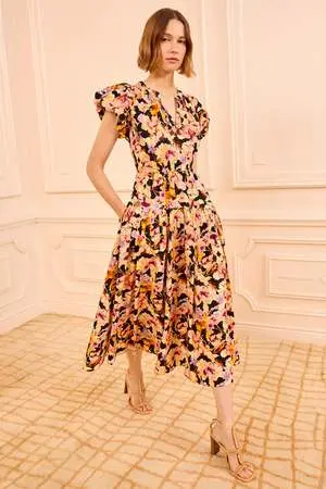 Ulla Johnson Marin Cotton Poplin Midi Dress - Night Bloom