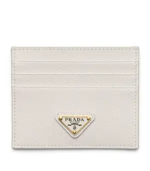 Prada Saffiano Leather Card Holder Neutral