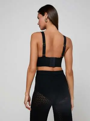 L'Agence Reverie Pointelle Knit Bralette - Black