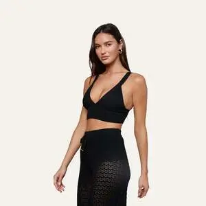 L'Agence Reverie Pointelle Knit Bralette - Black