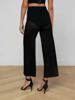 L'Agence Gaelle Pointelle Knit Pants - Black