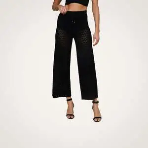 L'Agence Gaelle Pointelle Knit Pants - Black