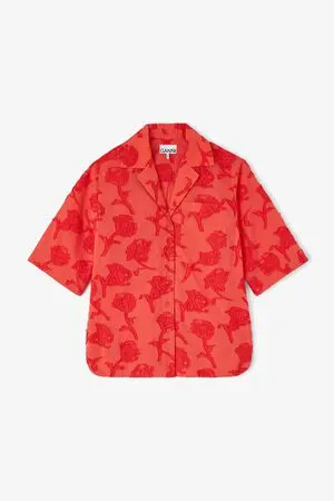 GANNI GANNI Printed Silk Shirt With Tie Detail Red