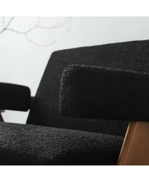 MODWAY Lyra Boucle Fabric Loveseat - Black