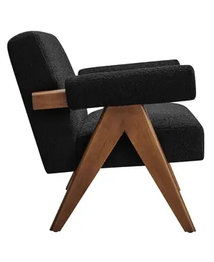 MODWAY Lyra Boucle Fabric Loveseat - Black