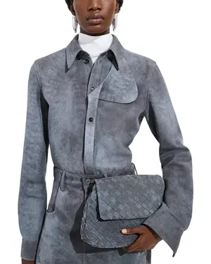Bottega Veneta Intrecciato Suede Leather Pouch