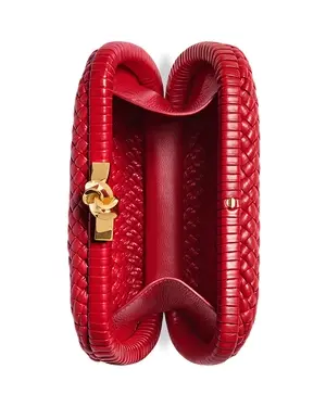 Bottega Veneta Soft Knot Intrecciato Box Clutch - Cardinal/muse Brass