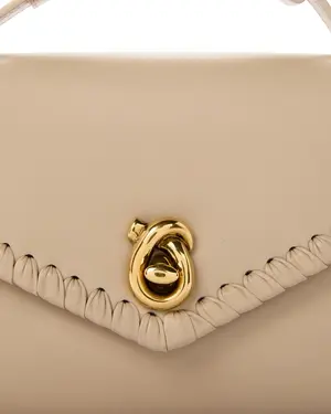 Bottega Veneta Knot Lock Intrecciato Leather Crossbody Bag - Ecru/muse Brass