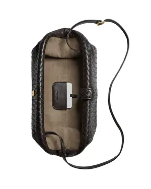 Bottega Veneta Lauren 1979 Intrecciato Leather Clutch - Espresso/brass
