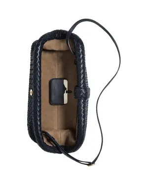 Bottega Veneta Lauren 1979 Intrecciato Leather Clutch - Midnight/muse Brass