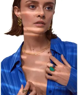 OTTOMAN HANDS Avery Lapis And Aqua Chalcedony Cocktail Ring