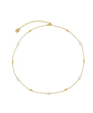 OTTOMAN HANDS Lyra Pearl Beaded Necklace - Gold