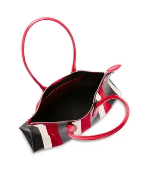 Alexander McQueen Intarsia Stripe Leather Handbag - Black/multi