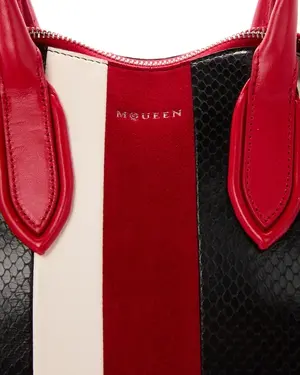 Alexander McQueen Intarsia Stripe Leather Handbag - Black/multi