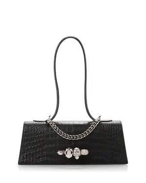Alexander McQueen Leather Handbag With Croc Embossed Detail