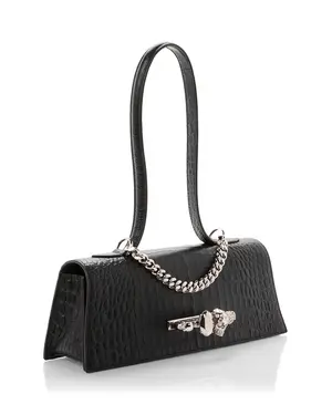Alexander McQueen Leather Handbag With Croc Embossed Detail