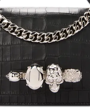 Alexander McQueen Leather Handbag With Croc Embossed Detail