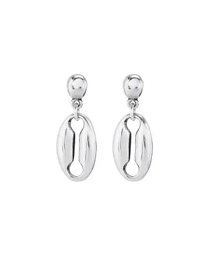 UNODE50 Sterling -plated Link Drop Earrings - Silver