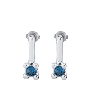 UNODE50 Sterling Plated Drop Earrings With Blue Cubic Zirconia - Silver