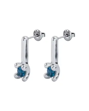 UNODE50 Drop Earrings With Blue Cubic Zirconia