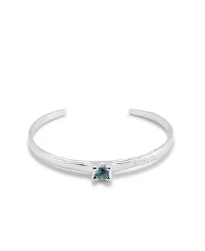 UNODE50 Sterling -plated Cuff Bracelet With Blue Cubic Zirconia - Silver