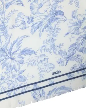 Maje Floral Print Wool Blend Shawl - White/blue